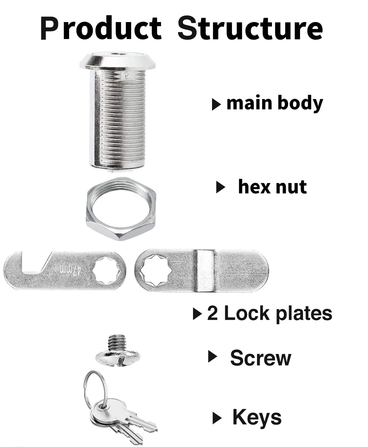 Sartatue Cabinet Cam Locks Keyed Alike, 1-1/8'' Fits on 7/8'' Max Door Thickness, Secure File Drawer Mailbox RV Storage Replacement Set, Zinc Alloy (1-1/8 Inch 2Pcs)