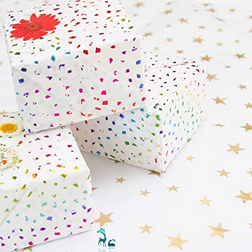 MR FIVE 25 Sheets Rainbow Tissue Paper Bulk,20" x 28",Glitter Tissue Paper for Gift Bags,Rainbow Sparkle on White Tissue Paper,Gift Wrapping Tissue Paper for Graduation,weddings,Birthday,Holiday Party