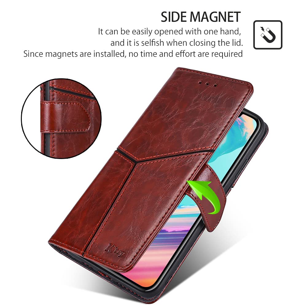 Fansipro Wallet Folio Case for Oppo Reno 2 Z, Premium PU Leather Slim Fit Cover for Reno 2 Z, 3 Card Slots, Good Design, Deep Brown