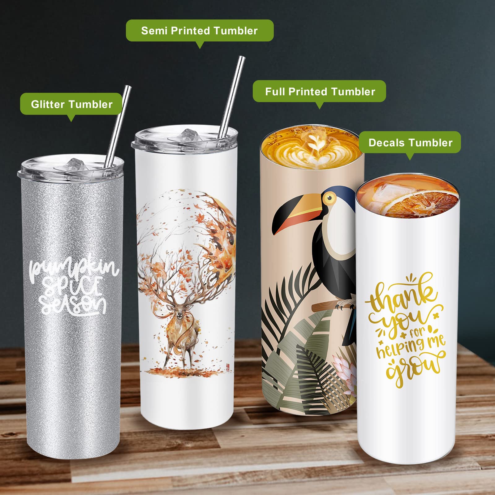 BetterSub 6 Pack 20 oz White Modern Insulated Stainless Steel Sublimation Tumblers with Lid, Straw, Brush, Display Box