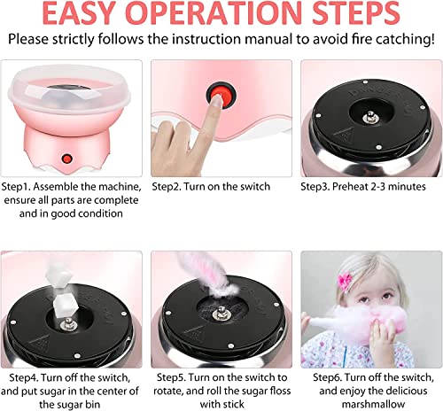 Cotton Candy Machine for Kids, Professional Cotton Candy Maker Machine BPA Free with 10 Cones and Sugar Scoop for Birthday Parties, Children's Day