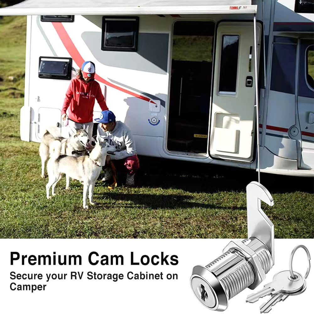 Sartatue Cabinet Cam Locks Keyed Alike, 1-1/8'' Fits on 7/8'' Max Door Thickness, Secure File Drawer Mailbox RV Storage Replacement Set, Zinc Alloy (1-1/8 Inch 2Pcs)