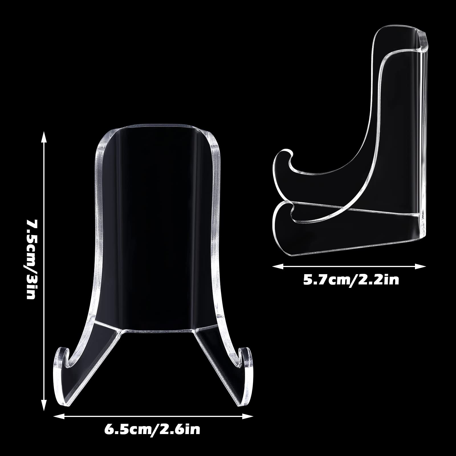 Chunful 2 Pieces Acrylic Plate Stands Clear Acrylic Easels Display Stands with Deep Support Shelves for Display Card Holder Photos Book Picture Table Top Holder Home Decors (3 x 2.6 x 2.2 Inch)