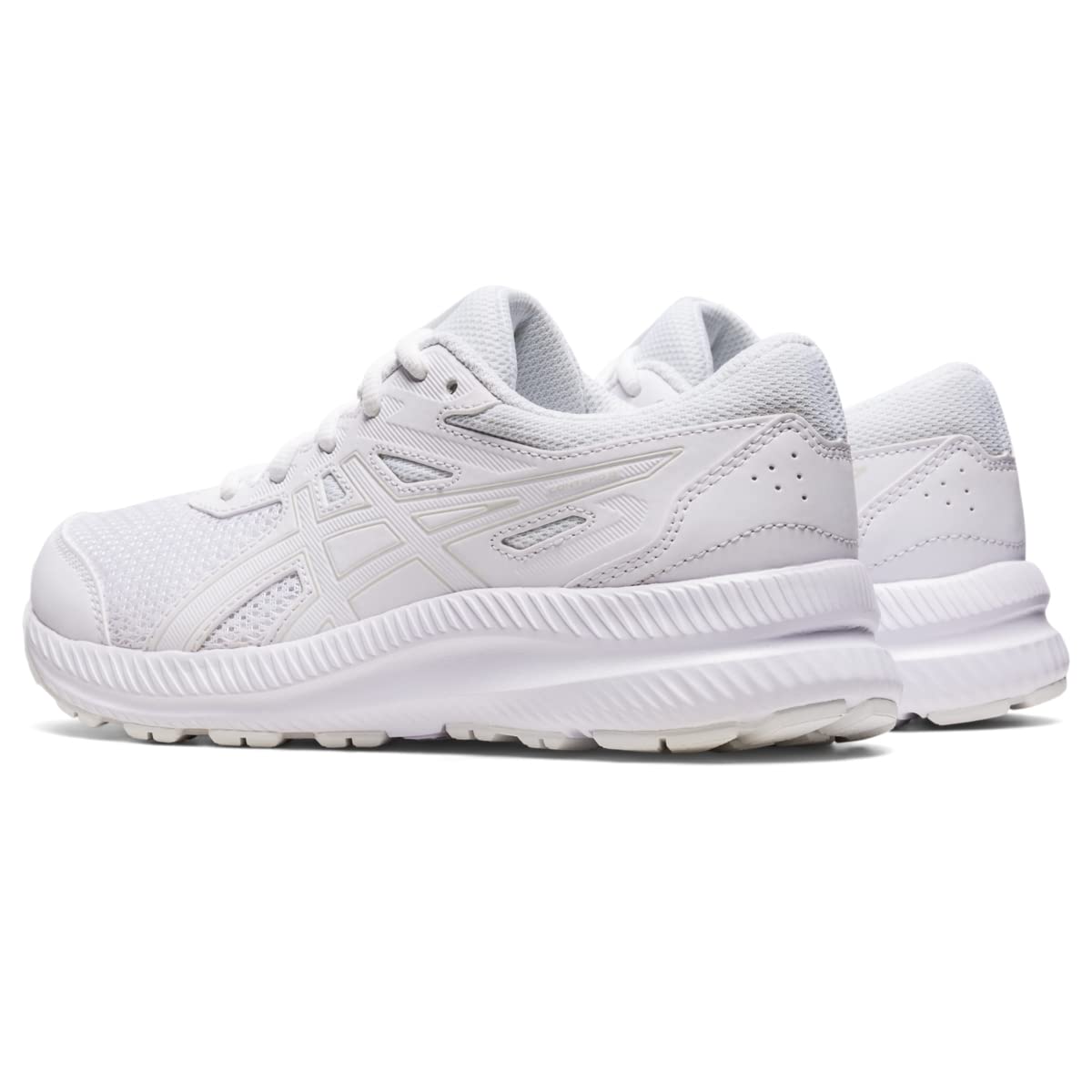 ASICS Kid's Contend 8 Grade School Running Shoes, 5.5, White/White