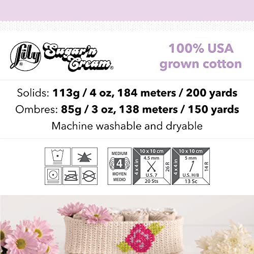 Lily Sugar'N Cream Super Size Hippi Yarn - 6 Pack of 85g/3oz - Cotton - 4 Medium (Worsted) - 150 Yards - Knitting/Crochet