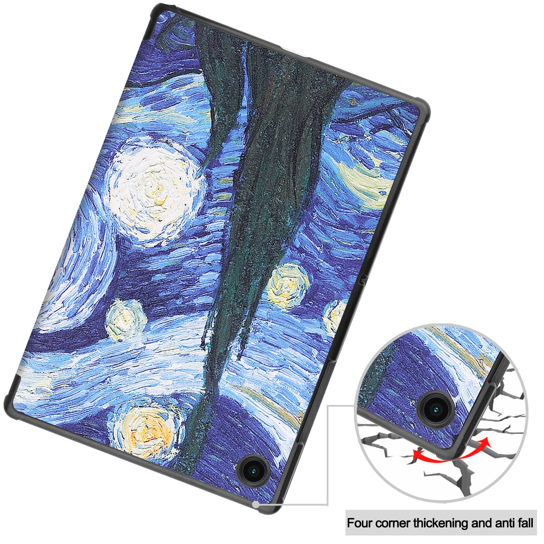 UUcovers Case for Samsung Galaxy Tab A8 10.5" (2022) (SM-X200/X205/X207) Magnetic Cover with Auto Sleep/Wake Multi-Angle Stand Lightweight PU Leather Hard Back Shockproof Shell,Van Gogh, Starry Night