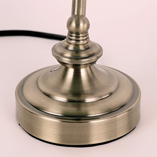 FIRVRE Green Glass Bankers Desk Lamp Traditional Classic Retro Mini Desk Light Plug-in for Bedroom Headboard Workplace Office Desk Library