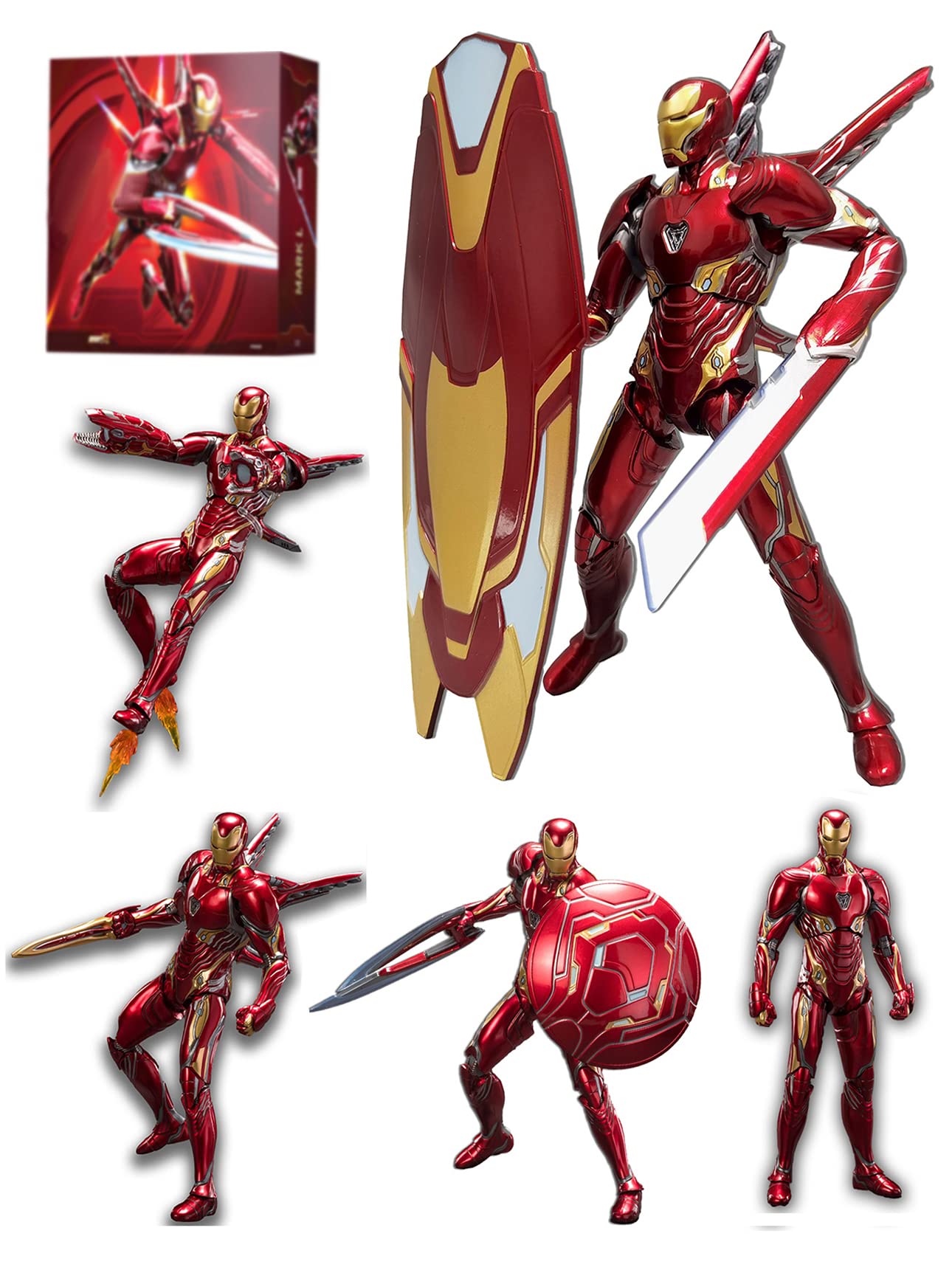 OVONNI Ironman MK50 (Deluxe Version),All Joints Movable 7 Inch Collectible Action Figure,Multi Weapon Accessories