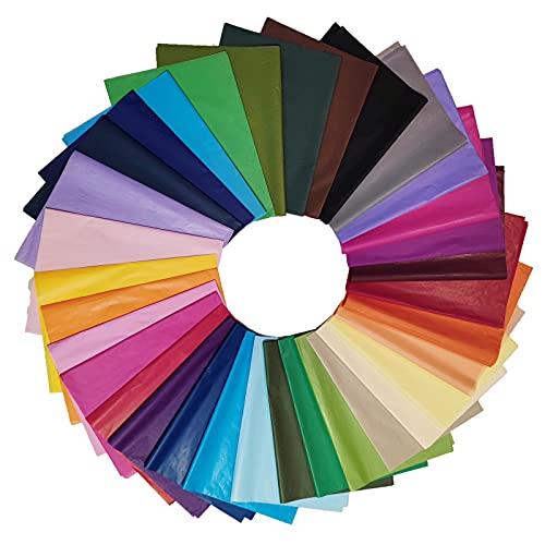 106 Sheets Tissue Gift Wrapping Paper, 33 Assorted Colors Tissue Paper Bulk for Art DIY Craft, Packaging, Paper Pom Pom (20" X 14")
