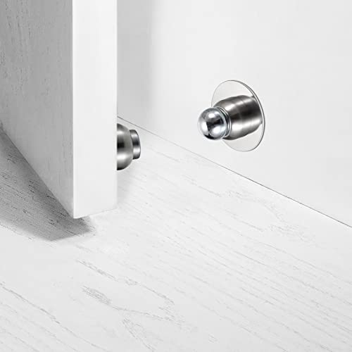 Sumnacon Set of 2 Adhesive Mounted Door Holder Mini Magnetic Door Stoppersa No Need Drill Stainless Steel Door Stop, Sliver