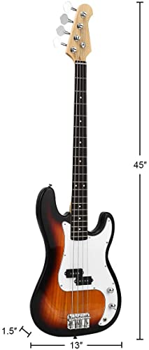 Electric Bass Guitar, Safeplus Starters Beginner Guitar Full Size 4 String Package with Guitar Bag, Strap, Guitar pick, Amp cord (Yellow)