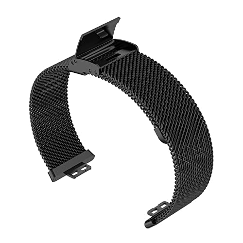 3Chome Band Strap Compatible with Huawei Watch Fit Smartwatch, Stainless Steel Bracelet Wristband Link for Huawei Watch Fit (Black)