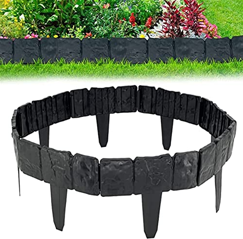 W&Y-YWSH Garden Landscape Edging Borders for Flower Beds, Border Edging, Gray Stone Effect Plastic Garden Edging Hammer-in Lawn Palisade Fencing, No Dig Landscape Edging - 10/20Pcs