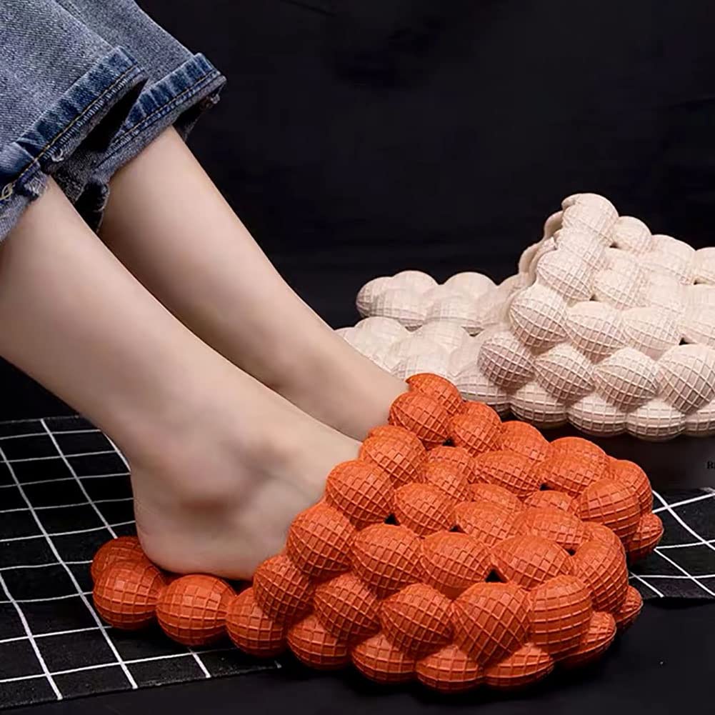 Tkieio Lychee Slippers Unisex Lychee Sandals Stress Relief Massage Sandals Bathroom Beach Slippers Soft EVA Slides (Women6-7.5/Men4.5-5.5, Orange, numeric_6)