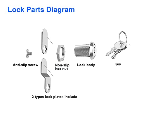 Hecfu 1 Pack Cabinet Locks with Keys, 5/8" Cam Lock keyed Alike, Secure Drawer File Cabinet Mailbox Lock Replacement RV Storage Locks, Zinc Alloy