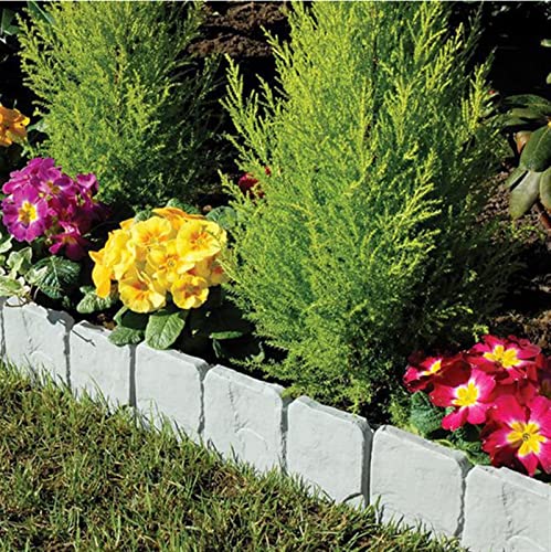 W&Y-YWSH Garden Landscape Edging Borders for Flower Beds, Border Edging, Gray Stone Effect Plastic Garden Edging Hammer-in Lawn Palisade Fencing, No Dig Landscape Edging - 10/20Pcs