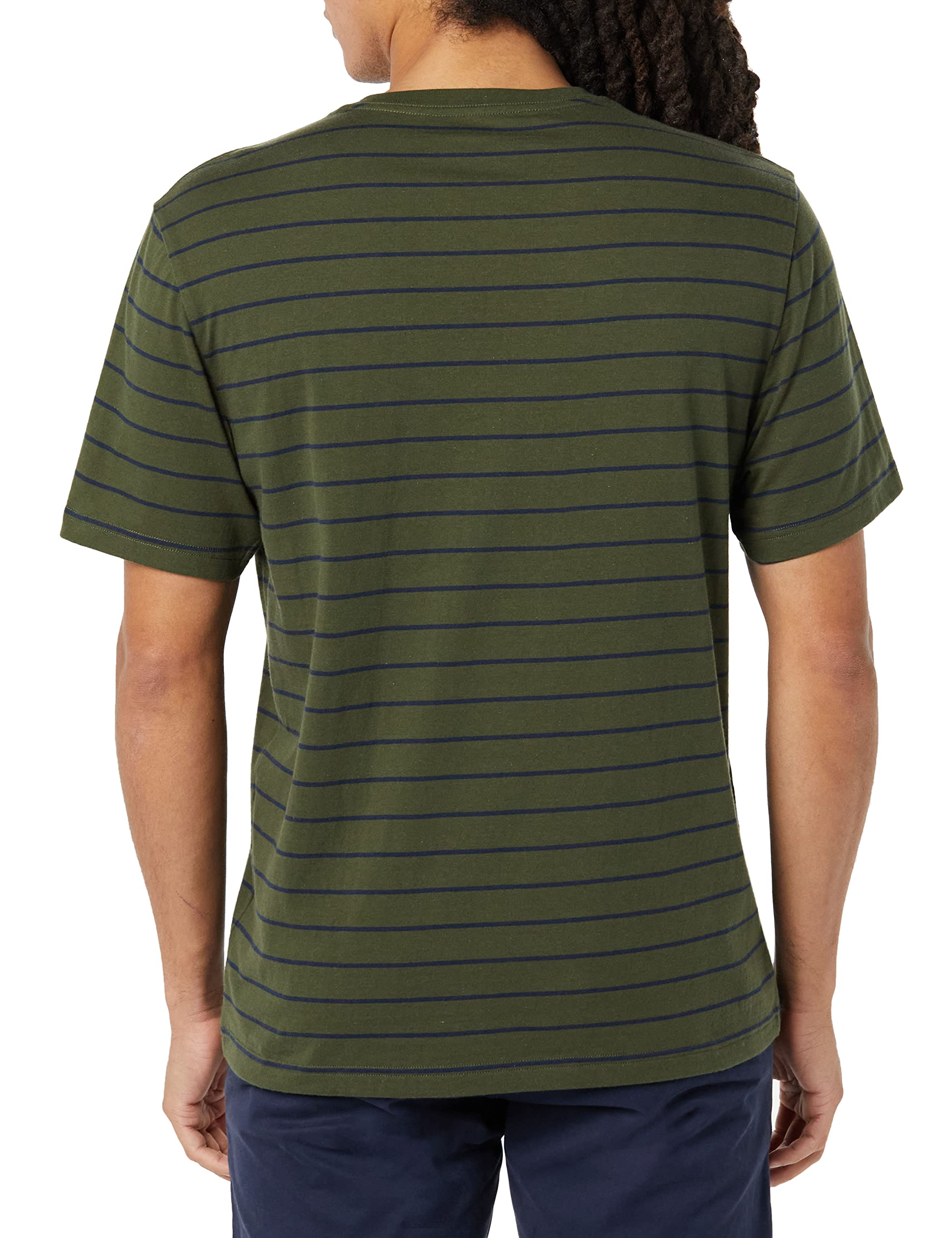 Amazon Essentials 100% Cotton T Shirts For Men, Regular-Fit Short-Sleeve V-Neck, Pack of 2, Available in Big & Tall, Navy/Olive/Stripe, 4X-Large Big Tall