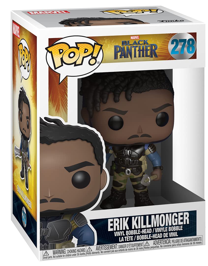 POP Marvel: Black Panther Unmasked Erik Killmonger Funko Pop Vinyl Figure Bundled Multicolored 3.75 inches