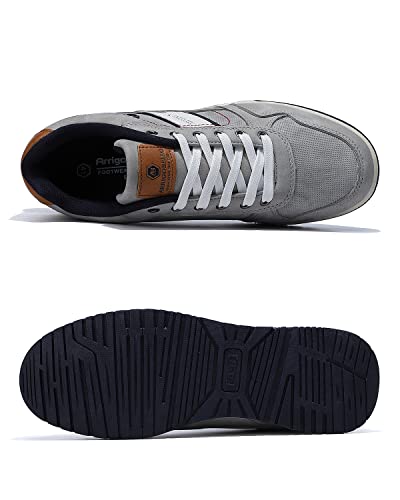 AX BOXING Mens Casual Shoes Comfortable PU Leather Fashion Sneakers Breathable Low-Top Walking Shoes(Grey, Size_10)