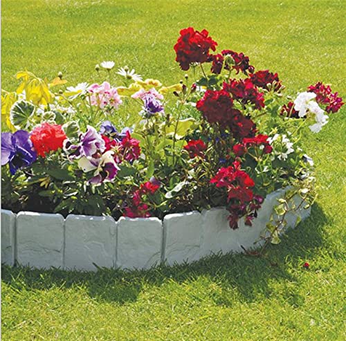 W&Y-YWSH Garden Landscape Edging Borders for Flower Beds, Border Edging, Gray Stone Effect Plastic Garden Edging Hammer-in Lawn Palisade Fencing, No Dig Landscape Edging - 10/20Pcs