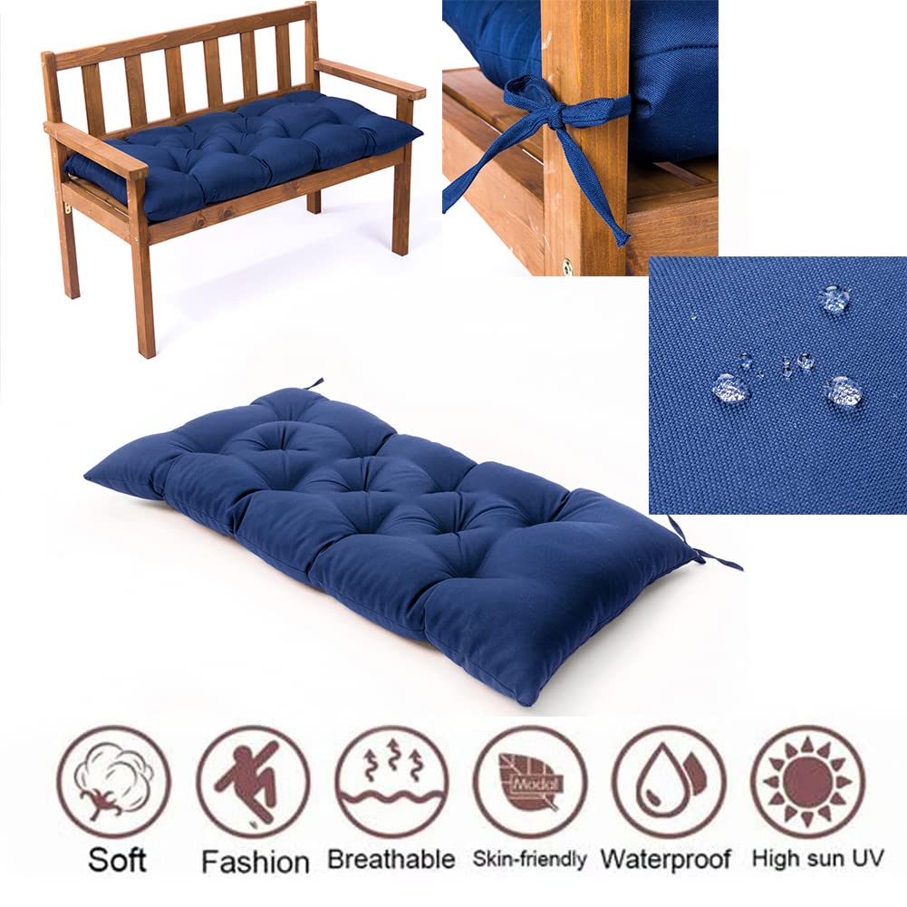 Waterproof Lounger Seat Cushions Outdoor Loveseat Bench Seat Pads Tufted Bench Cushion (47.2 X 19.7 Inch, Green)