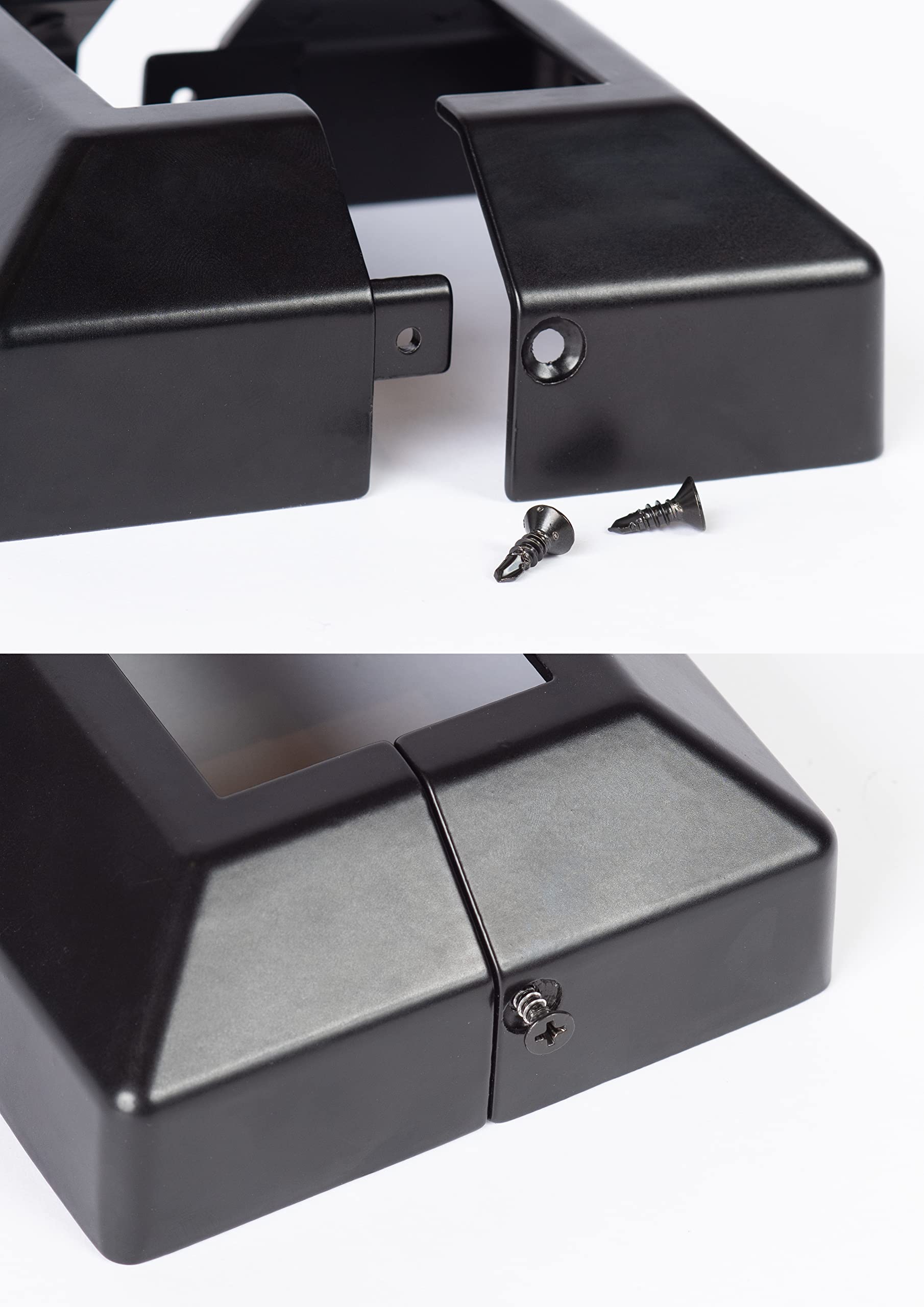 Post Cover Plate for 2" Floor Flange, 2-Piece, Flange Base Shoe for Railings, Post Skirt Cover, Black
