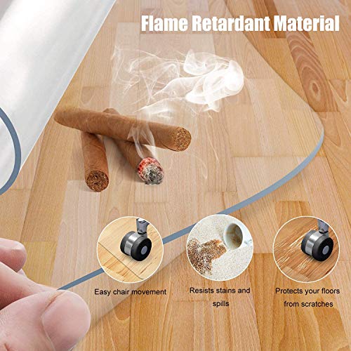 Azadx Office Chair Mat for Hard Floors 48 X 48, Clear PVC Hardwood Floor Mat, Durable Plastic Floor Protector for Home and Office use (48" X 48" Rectangle)