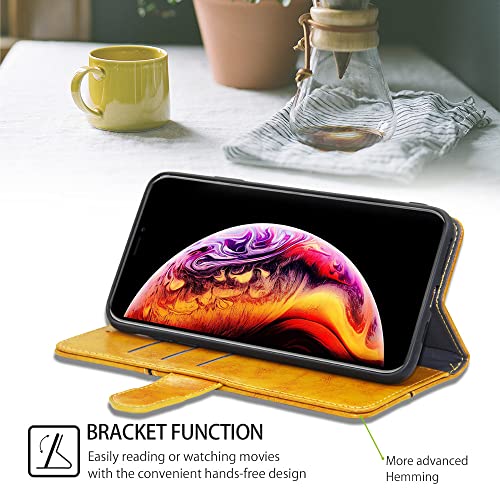 Fansipro Wallet Folio Case for Oppo Reno 2, Premium PU Leather Slim Fit Cover for Reno 2, 3 Card Slots, Good Design, Golden