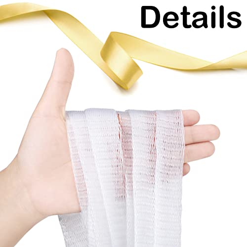 6 Pcs Graduation Lei Netting Bags White Long 3.3 Feet Candy Lei with 2 Rolls Ribbon for Graduation Wedding Party Supplies