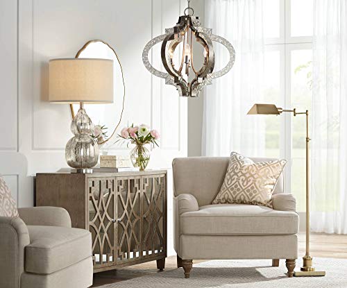 Regency Hill Jenson Modern Metal Adjustable Pharmacy Floor Lamp Swing Arm 54" Tall Aged Brass Metal Shade Standing Pole Light for Living Room Reading House Bedroom Home Office
