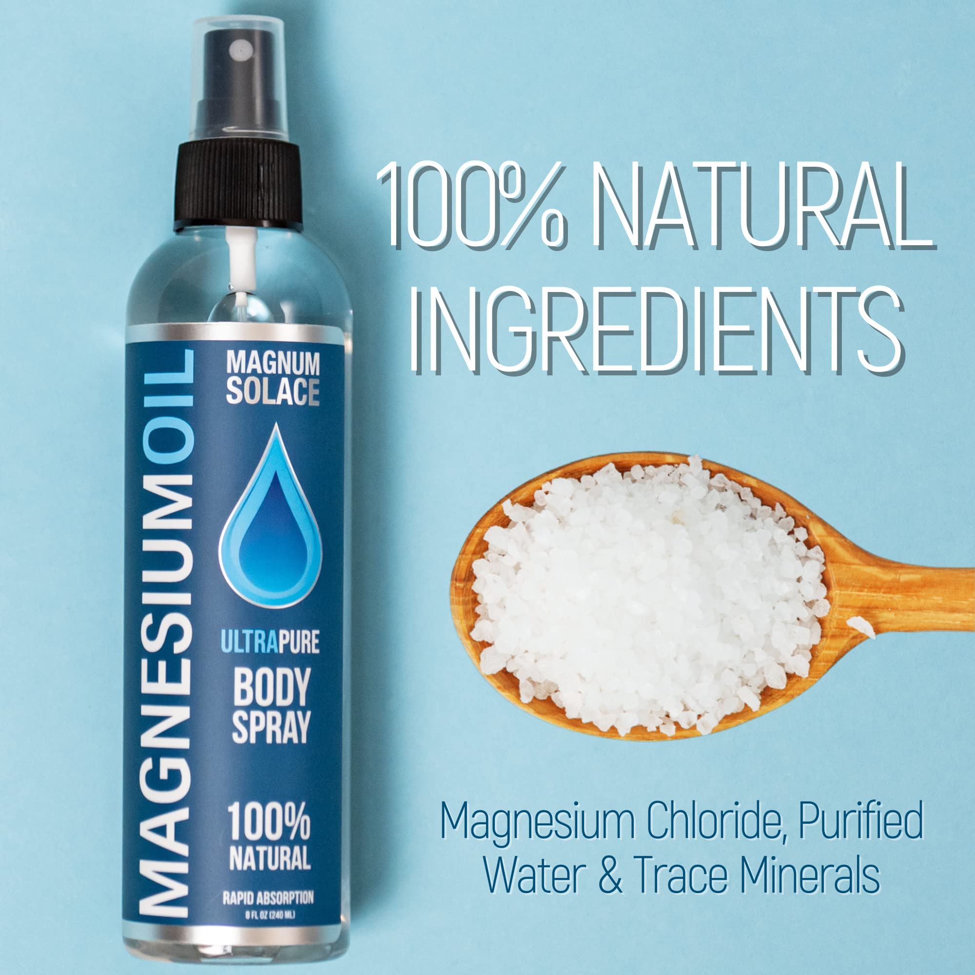 Magnesium Oil Spray - 100% Natural Magnesium Spray – Made with Dead Sea Salt, Stronger Than Magnesium Lotion and Magnesium Cream