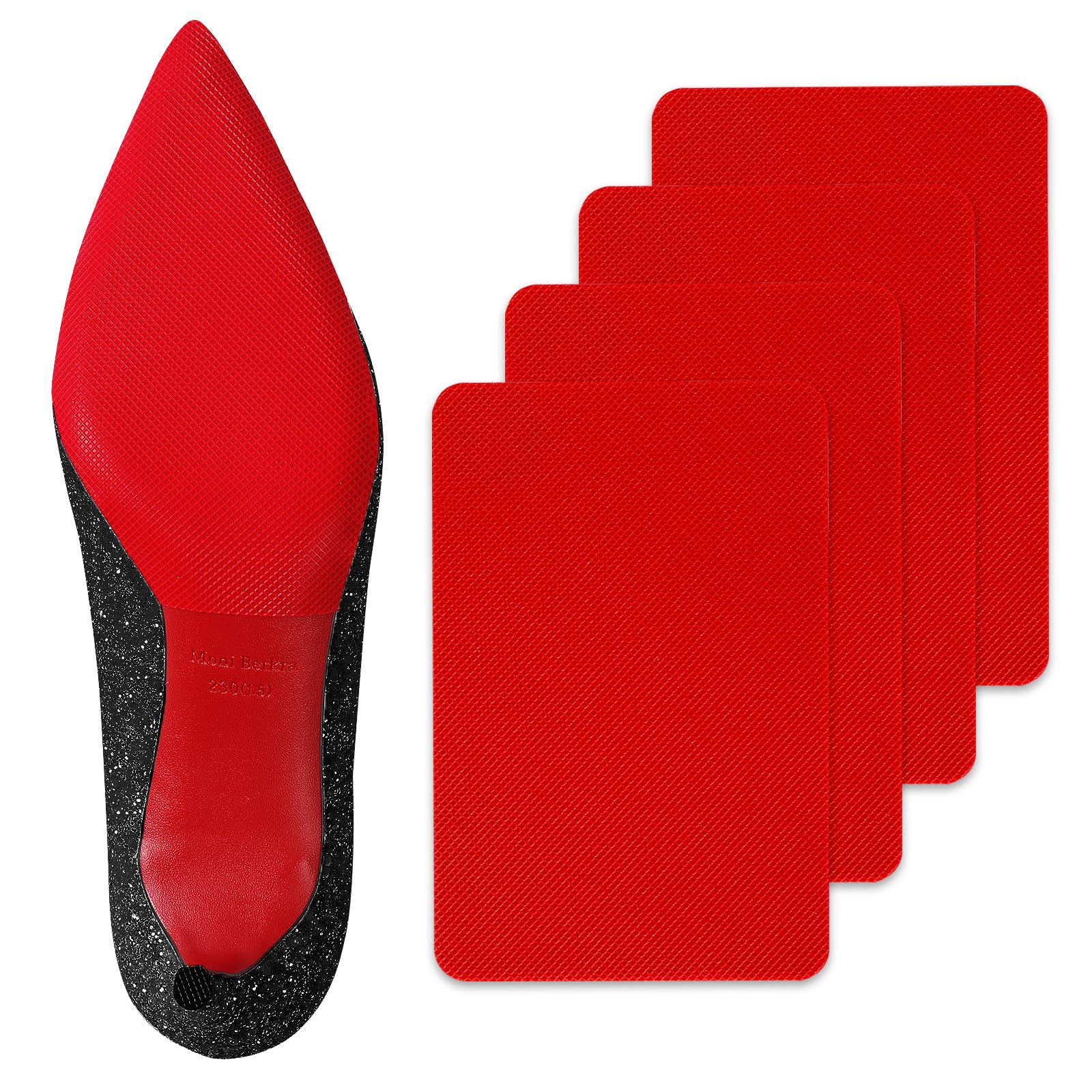 Ashoesert Red Bottoms Sole Protector,Shoe Sole Protector for Christian Louboutin High Heels, Anti Slip Shoe Grips Pads Compatible with Louboutin Shoes -2 Pairs(6.0"×4.0",Red)