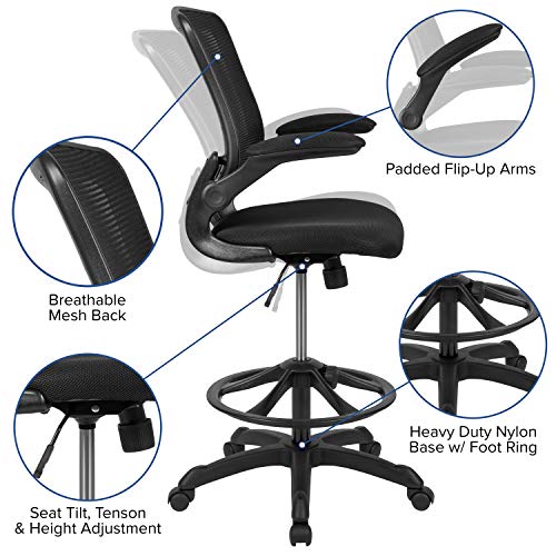 Flash Furniture Office Seating, 27"W x 27"D x 42" - 49.5"H, Black