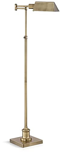 Regency Hill Jenson Modern Metal Adjustable Pharmacy Floor Lamp Swing Arm 54" Tall Aged Brass Metal Shade Standing Pole Light for Living Room Reading House Bedroom Home Office