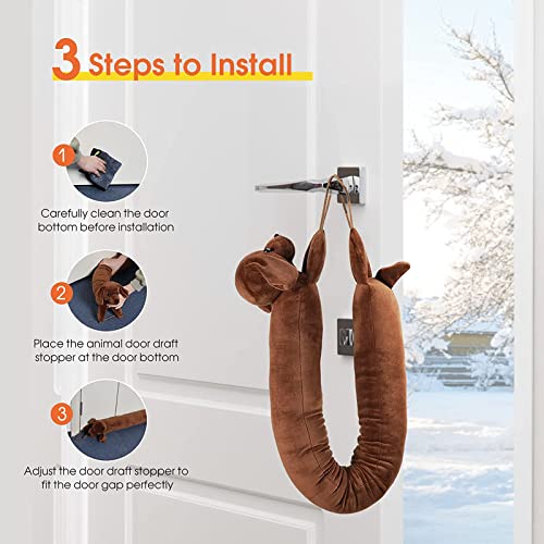 YOOGO Door Draught Excluder,90 cm Draught Excluder for Doors,Cute Dag Under Door Draught Excluder Under Door Seal Reduce Noise Draft Excluder Cushion,Machine Washable Draft Excluder for Bottom of Door