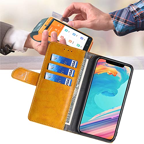 Fansipro Wallet Folio Case for Oppo Reno 2, Premium PU Leather Slim Fit Cover for Reno 2, 3 Card Slots, Good Design, Golden