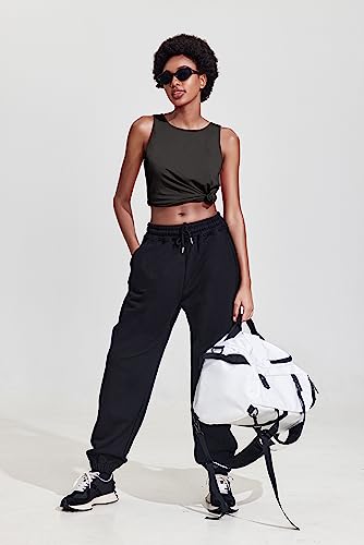 PINSPARK Workout Tops for Women Open Back Tank Sleeveless Athletic Tennis Shirts Womens Yoga Tops Black