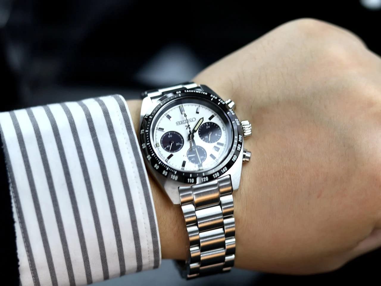 SEIKO Prospex Speedtimer Solar Chronograph Sports White Dial Watch SSC813P1