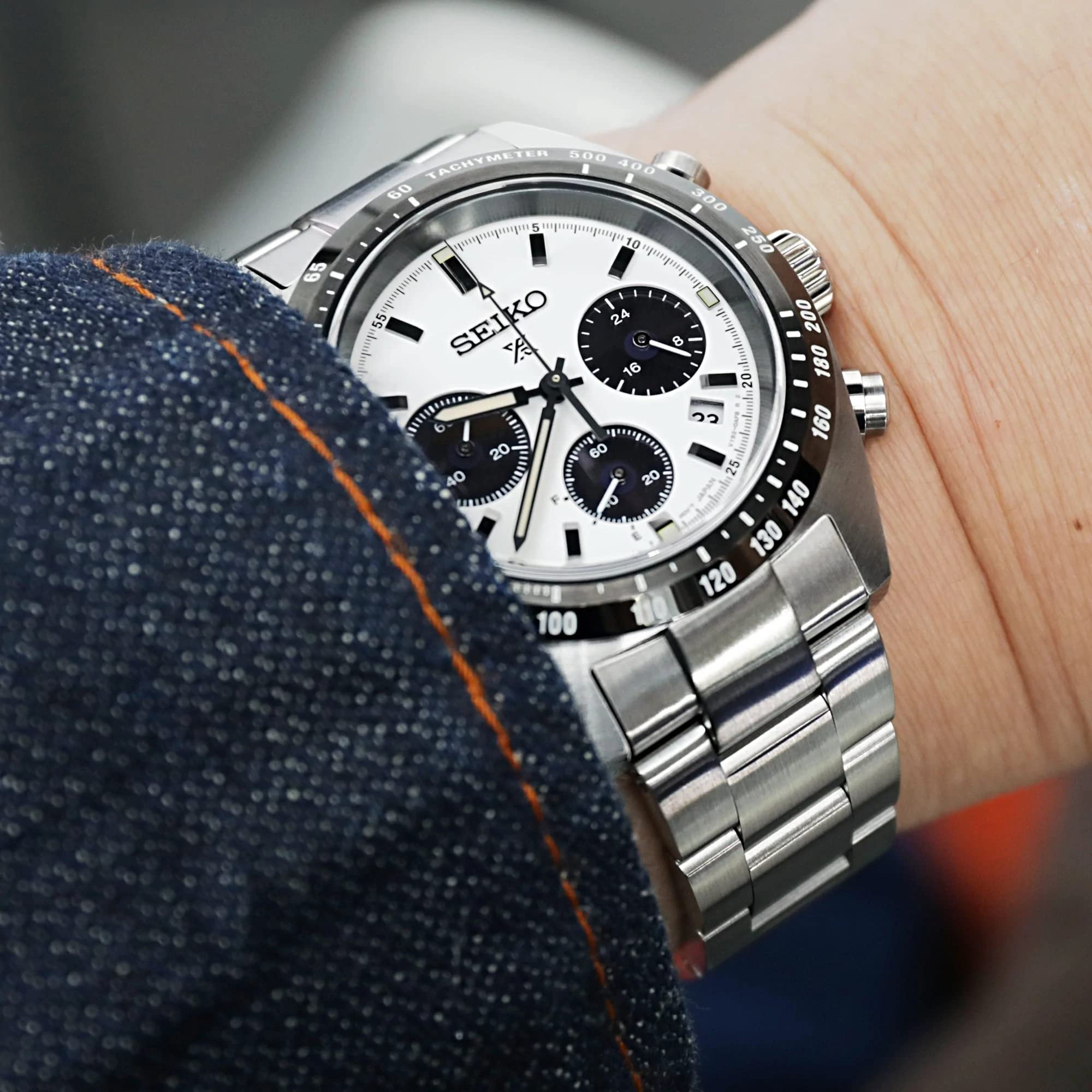 SEIKO Prospex Speedtimer Solar Chronograph Sports White Dial Watch SSC813P1