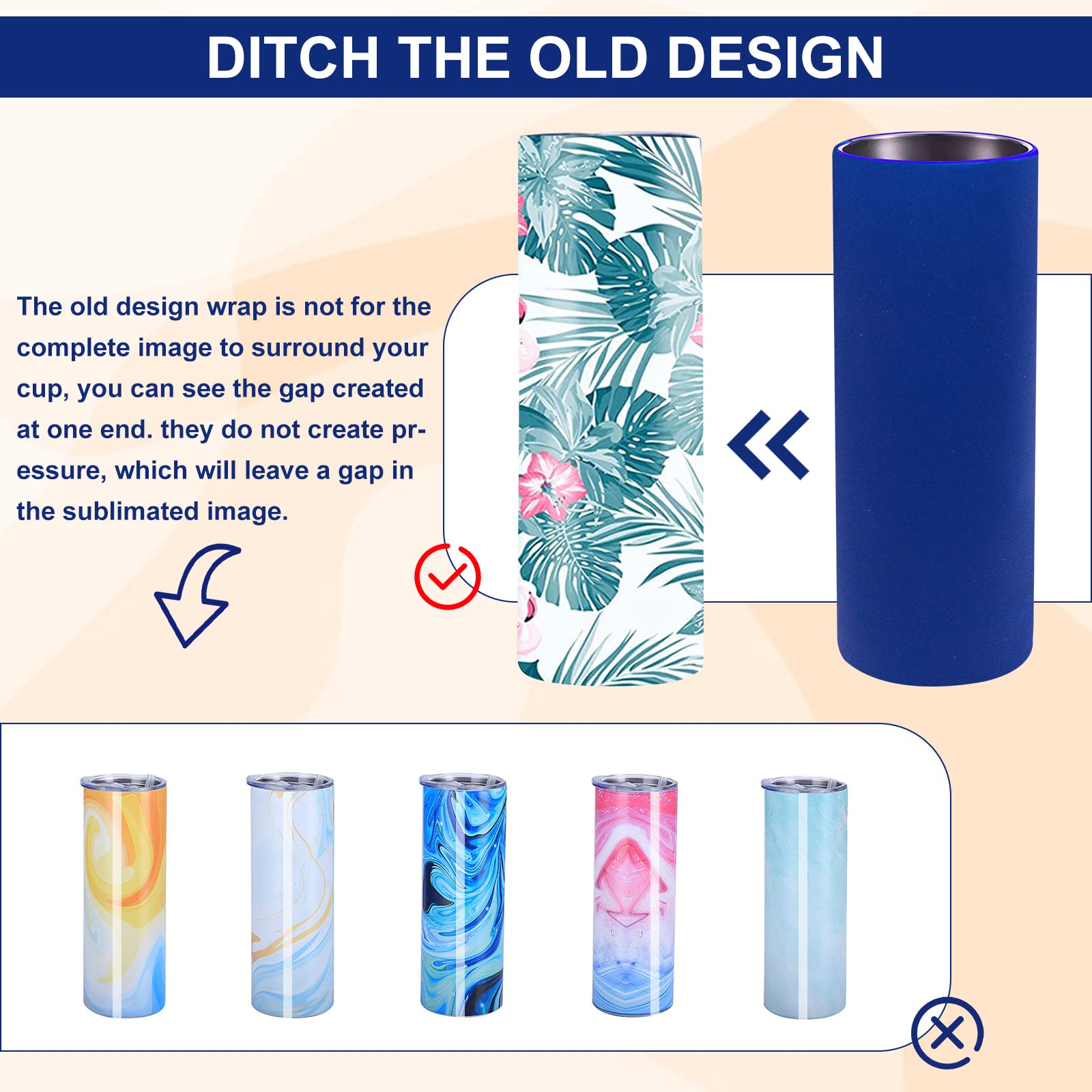 GORGECRAFT 2PCS Unseamed Silicone Wrap for Sublimation Tumblers 20oz Reusable Silicone Sublimation Sleeve Mug Clamp Sleeve Fixture for Full Wrap Tumbler Blanks Sublimation(Blue)