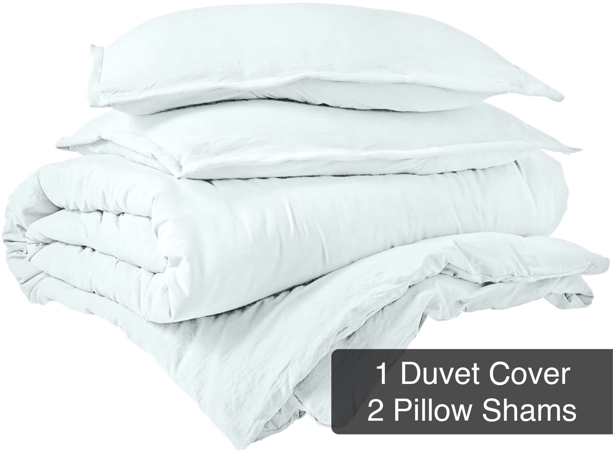 ROYALE White Duvet Cover Full Size - 3 Piece Bedding Comforter Covers - Button Closure - 1 Full Duvet Covers 80x90 inches and 2 Pillow Shams - No Comforter Included