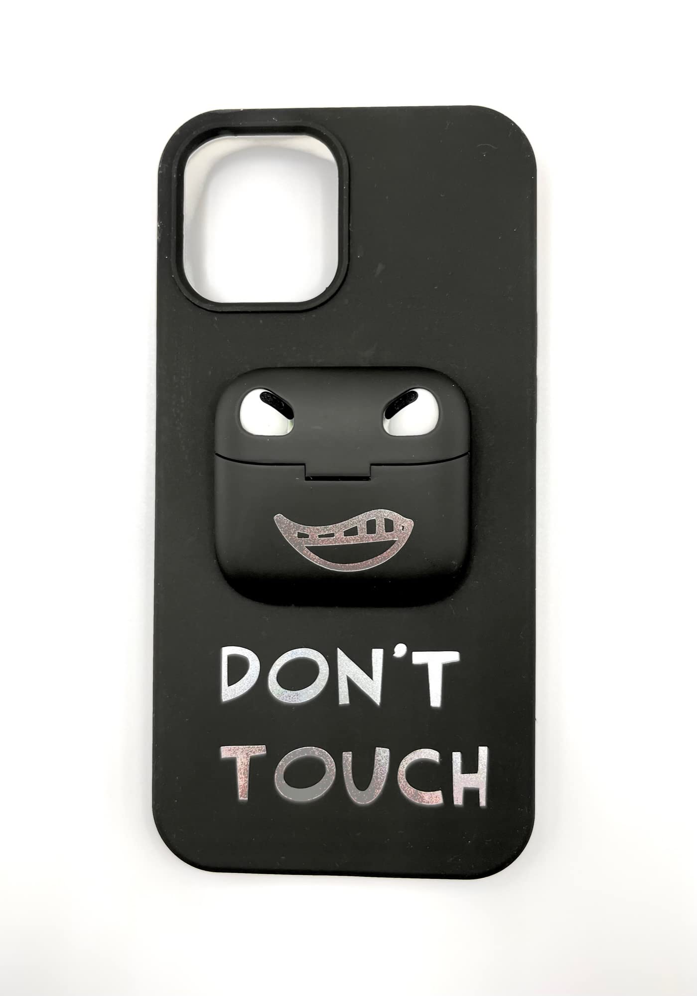 "Don't touch" iPhone 12 Pro Max case with Airpods holder