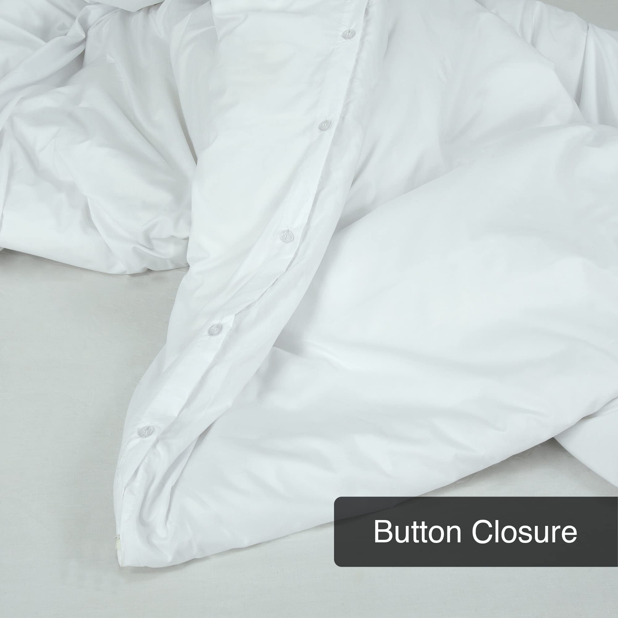 ROYALE White Duvet Cover Full Size - 3 Piece Bedding Comforter Covers - Button Closure - 1 Full Duvet Covers 80x90 inches and 2 Pillow Shams - No Comforter Included
