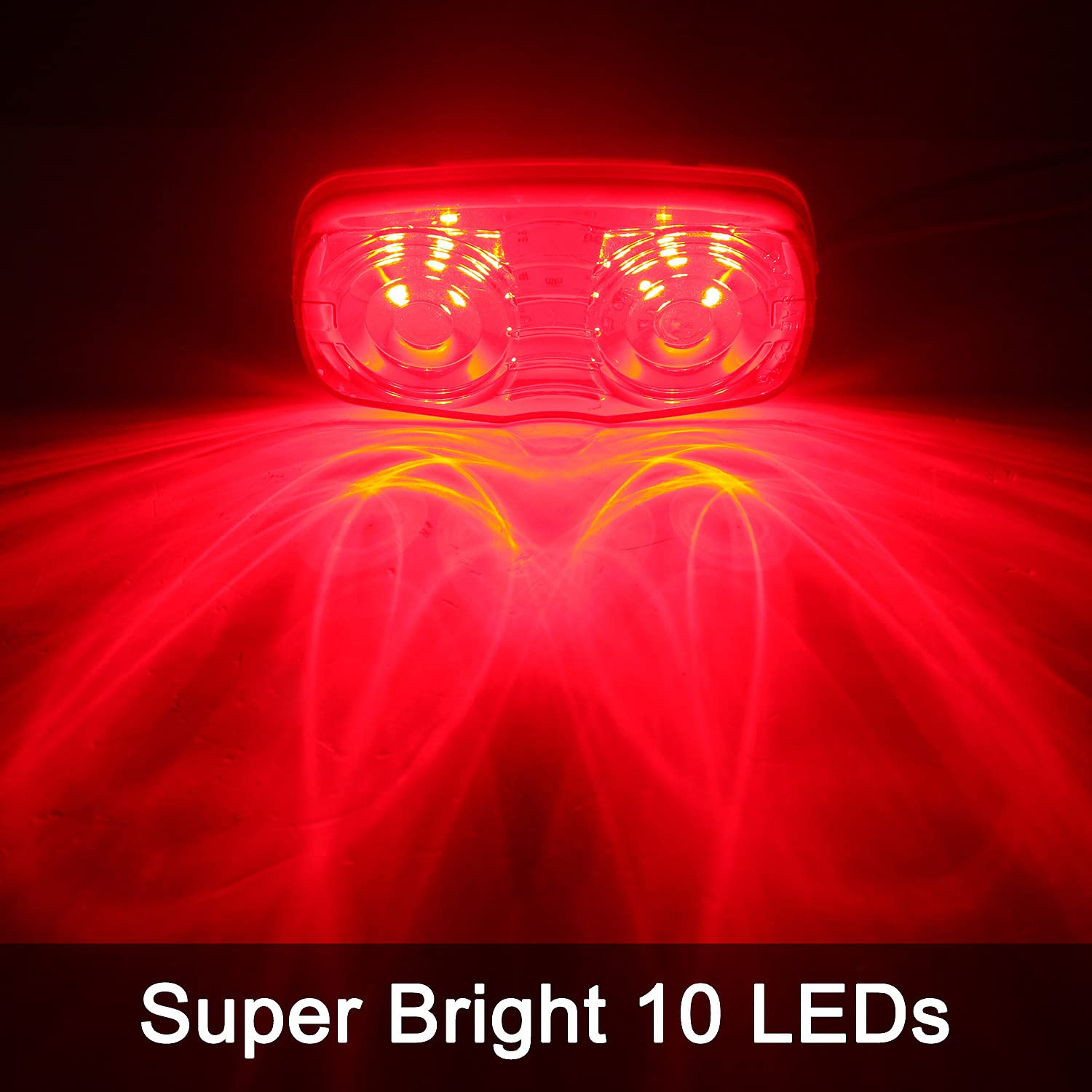 Konrali 14Pcs Double Bullseye Led Marker Lights 10 LED, 2x4 Rectangle Led Trailer Marker Lights Red/Amber Surface Mount 12V Airstreams RV Camper Led Marker Clearance Lights Sealed (7 Amber+ 7 Red)