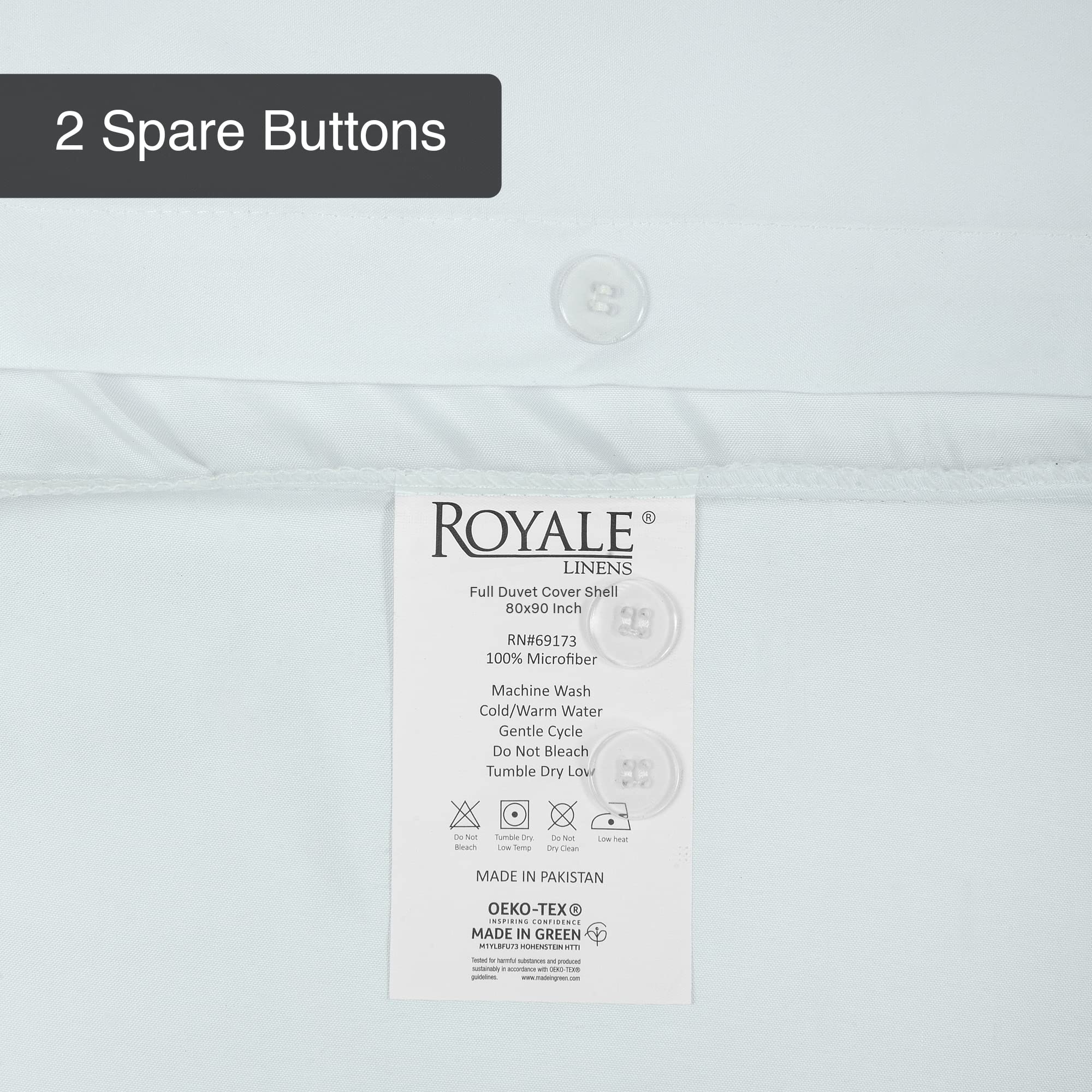 ROYALE White Duvet Cover Full Size - 3 Piece Bedding Comforter Covers - Button Closure - 1 Full Duvet Covers 80x90 inches and 2 Pillow Shams - No Comforter Included