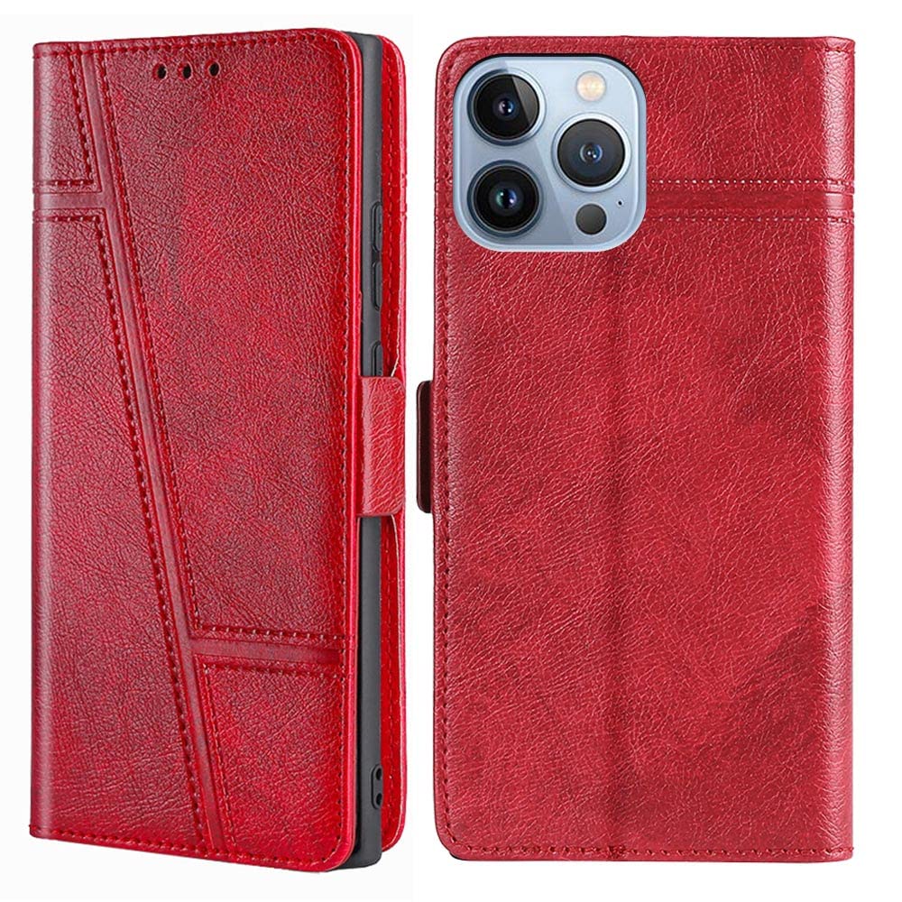 Fansipro Wallet Folio Case for Oppo Reno 2 Z, Premium PU Leather Slim Fit Cover for Reno 2 Z, 3 Card Slots, 1 Transparent Photo Frame Slot, Anti-Dirt, Red