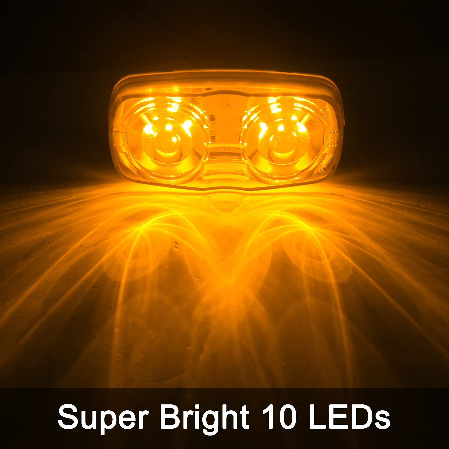 Konrali 14Pcs Double Bullseye Led Marker Lights 10 LED, 2x4 Rectangle Led Trailer Marker Lights Red/Amber Surface Mount 12V Airstreams RV Camper Led Marker Clearance Lights Sealed (7 Amber+ 7 Red)