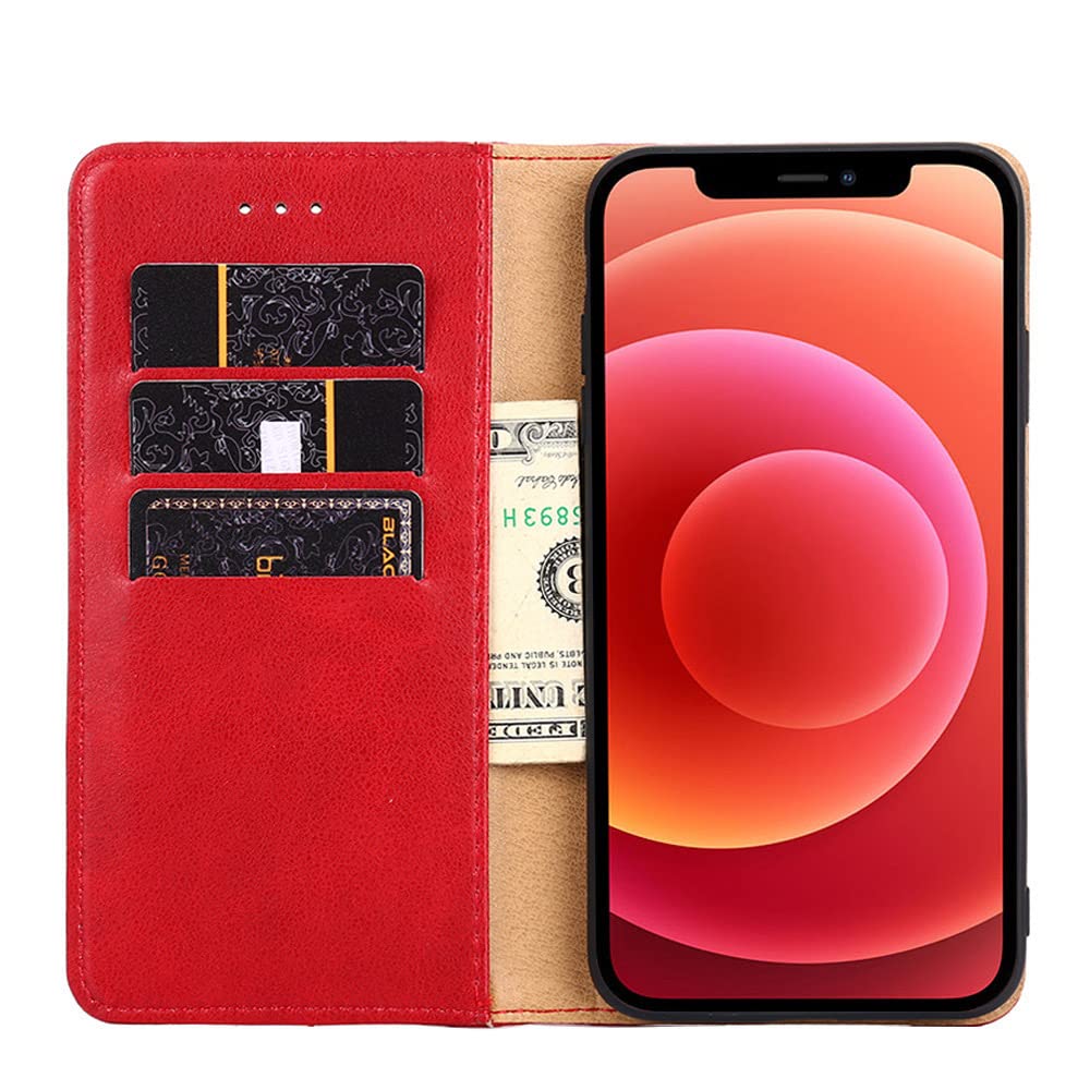 Fansipro Wallet Folio Case for Oppo Reno 2 Z, Premium PU Leather Slim Fit Cover for Reno 2 Z, 3 Card Slots, Align Cutouts, Red