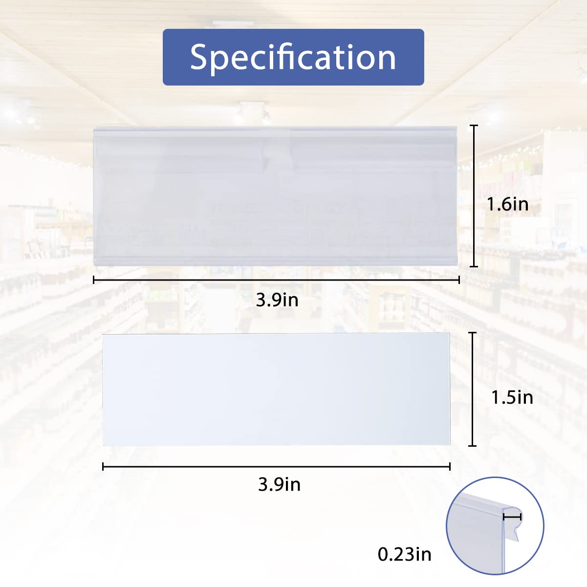 Diteje 20 Pack Plastic Wire Shelf Label Holder,Shelving Rack Retail Sign Hook Labels Clip On with Paper Inserts, 3.94x1.50inch