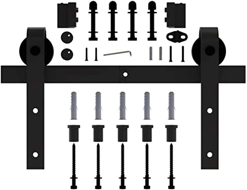 YIGOLD 9ft Barn Door Hardware Kit, Hardware for Sliding Barn Door, Antique Style, Sliding Smoothly Quietly, Factory Outlet Upgraded Version Quality Carbon Steel (I Shape Hanger)